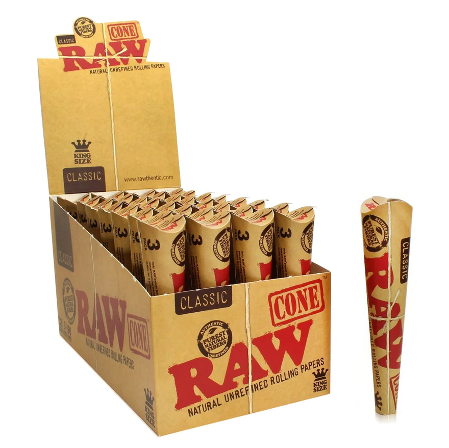 Raw Classic King Size Pre-Rolled Cone (3 Cones per Pack – 32ct./Display ...